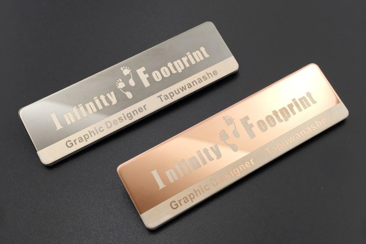 Mirror Stainless Steel Laser Engraved Name Badges | Name Badges ...